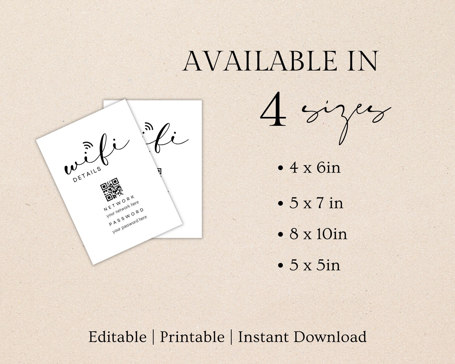 QR CODE SIGN Wifi Password Sign Printable Guest Room Wifi - Etsy