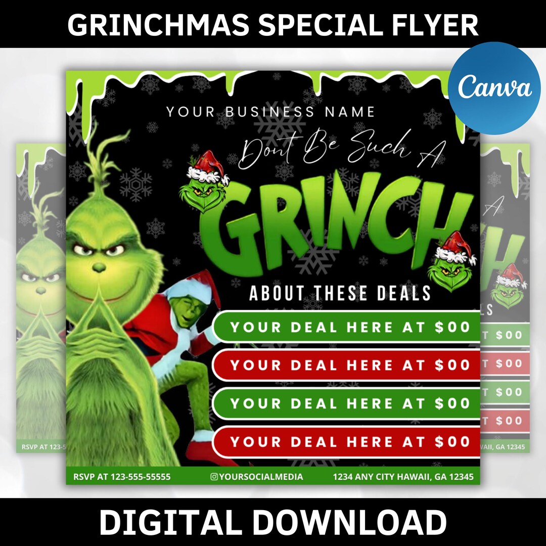 Grinchmas Beauty Flyer, Christmas Booking Flyer,december Bookings ...