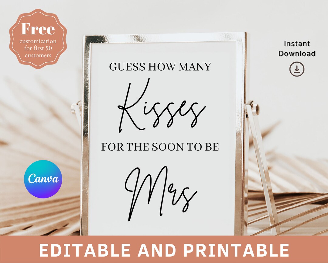 Guess How Many Kisses Sign, Guess How Many Sign and Cards, Guess How ...