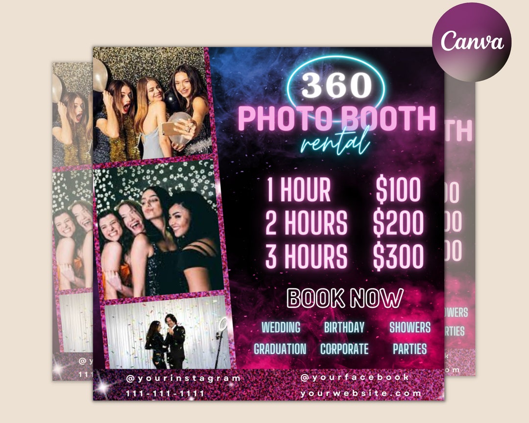 360 Photo Booth Rental Flyer | DIY Event Photography Rental Party ...