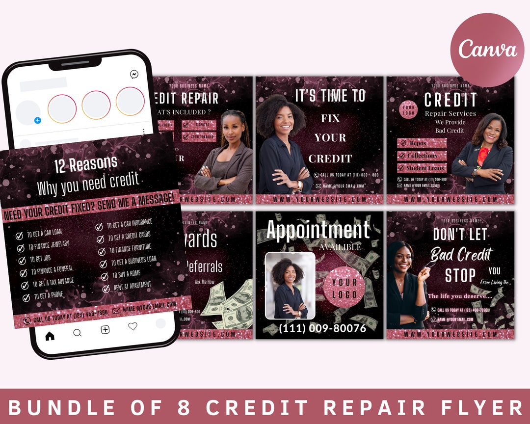 Credit Repair Flyer, Canva Credit Repair Flyer Template, DIY Flyer ...