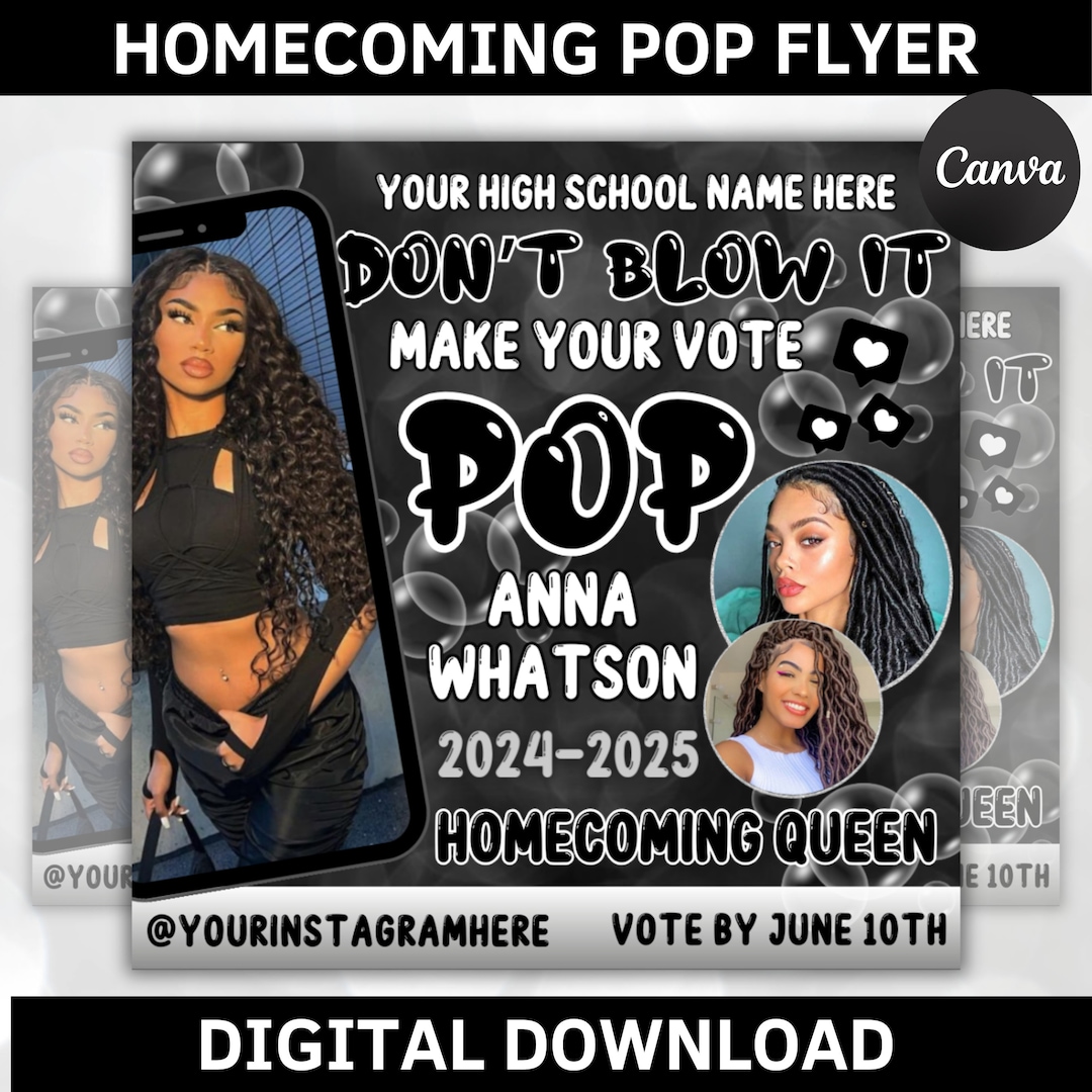 Homecoming Pop the Vote Flyer| DIY Voting Campaign Election High School ...