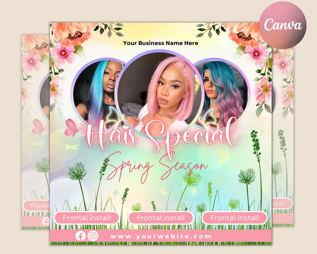 Spring Break Flyer, Spring Break Hair Flyer, Wig Install Flyer, Spring ...