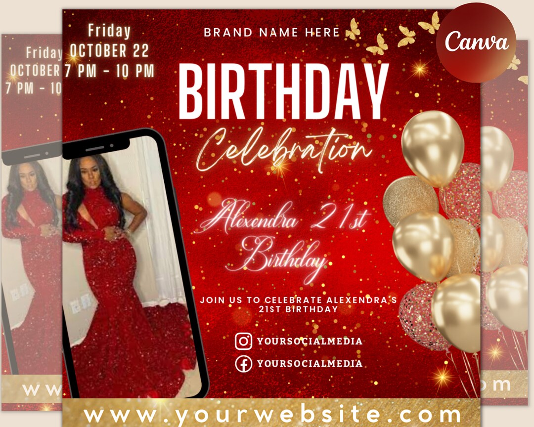 Birthday Flyer Template| DIY Golden Goddess Bday Social Media Instagram ...