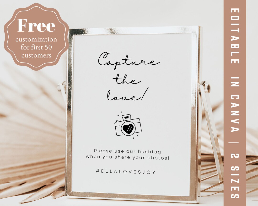 Editable Wedding Hashtag Sign Template, Use Our Hashtag, Oh Snap Sign ...