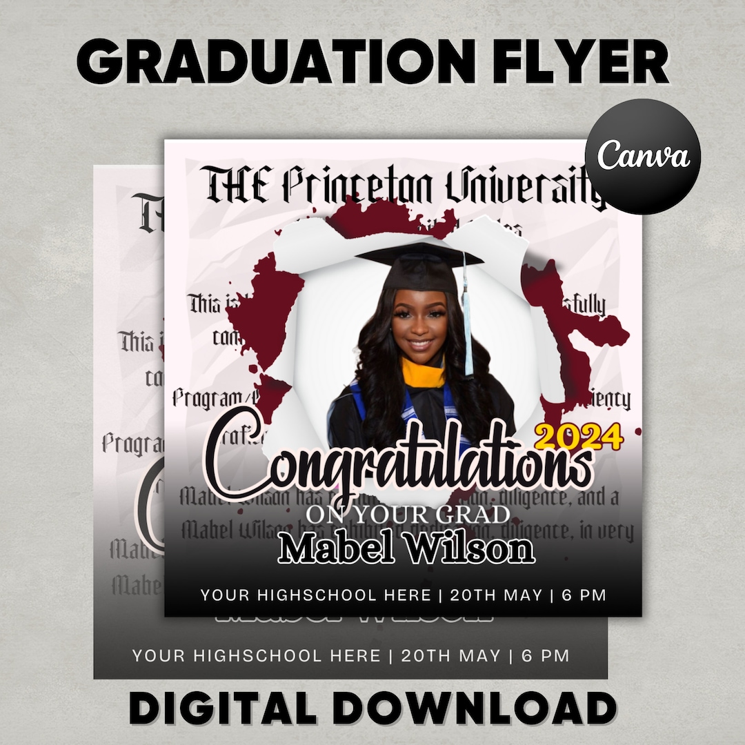 Graduation Flyer, 2024 Graduation Invites, Graduation Flyer Template ...