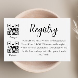Baby Shower Registry Card With QR Codes for Your Online Registry ...