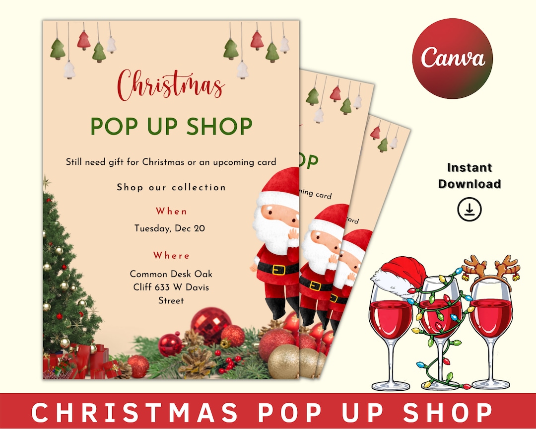 Christmas Pop up Shop Flyer, Diy Promotional Post, Christmas Template ...