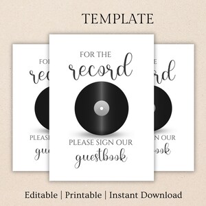 For the Record Sign, Sign Our Record Guest Book, Record Guestbook Sign ...