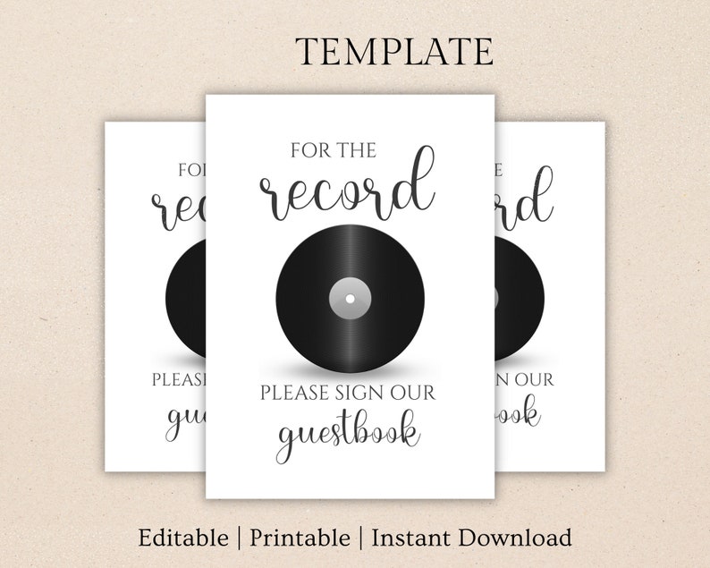 For the Record Sign Sign Our Record Guest Book Record - Etsy