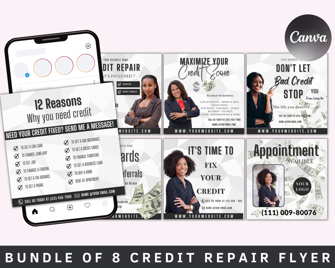 Credit Repair Flyer, DIY Flyer Template Design, Editable Flyer ...