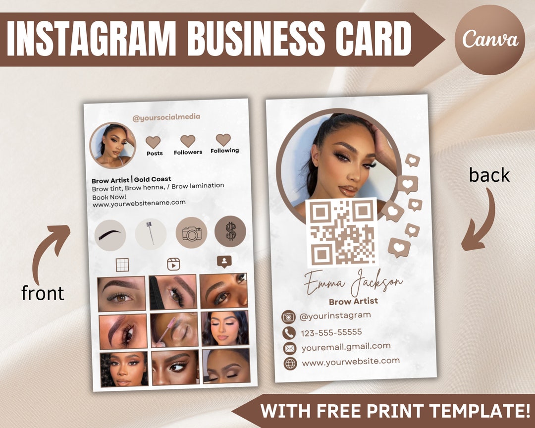 Instagram Business Card 2023, DIY Canva Business Card Template Design ...