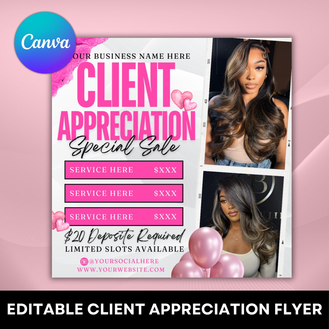 Client Appreciation Flyer, Client Appreciation Sale Flyer, Book Now ...