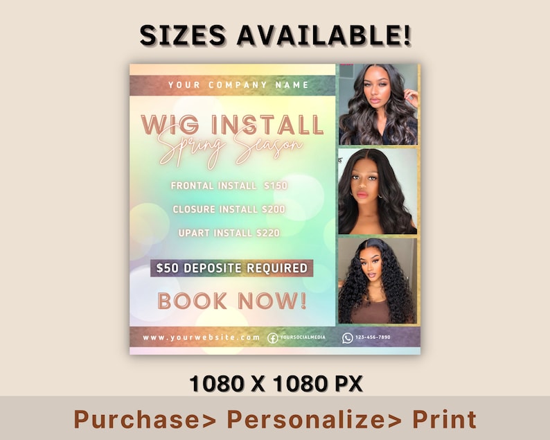 Wig Install Specials Flyer DIY Hair Salon Appointment Book - Etsy
