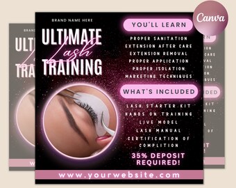 Lash Class Flyer Set Course Flyer Lash Training Course Book Now Training Lash Extension Flyer ...