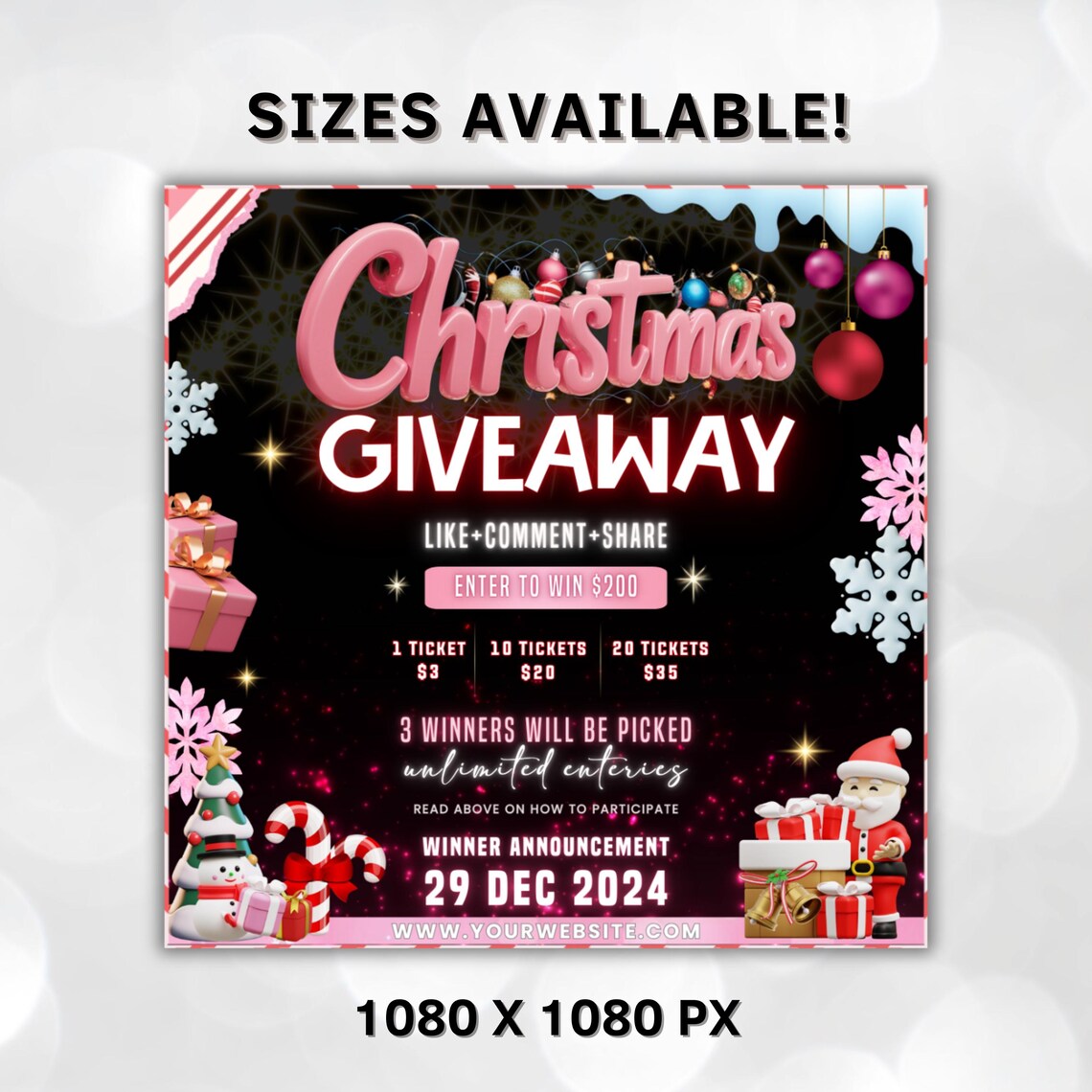 Christmas Raffle Flyer, Christmas Flyer, DIY Flyer Design Template ...
