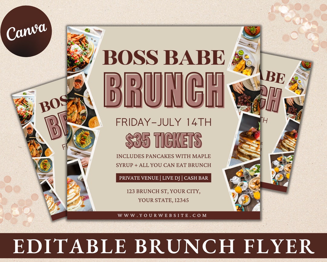 Brunch Flyer | DIY Brunch Invitation Birthday Brunch Boss Babe Brunch ...