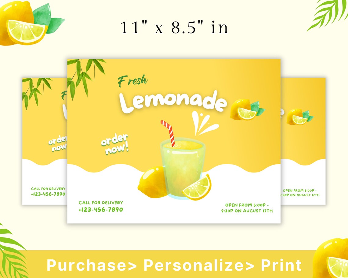 Custom Lemonade Sign Drinks Sign Custom Lemonade Canva - Etsy