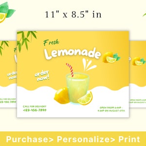 Custom Lemonade Sign | Drinks Sign, Custom Lemonade, Canva Template ...