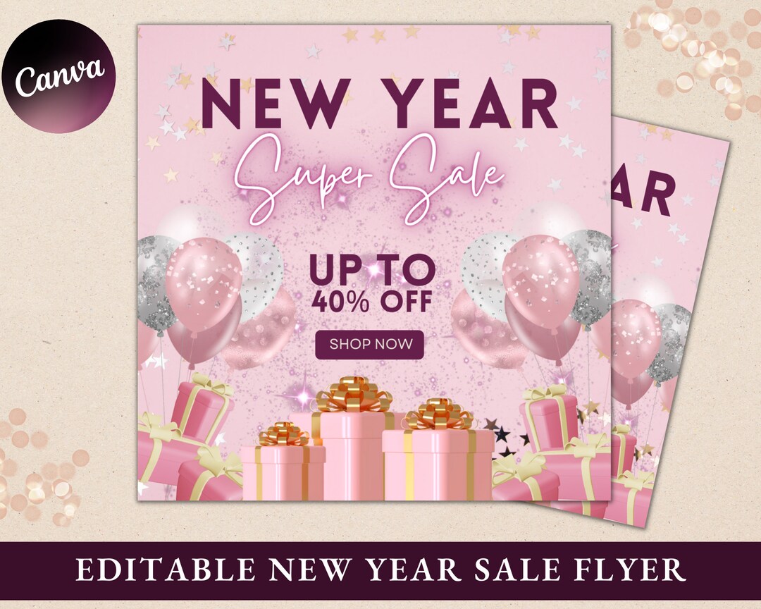 New Year Sale Flyer, Social Media Flyer, New Year Booking, Holiday Sale ...