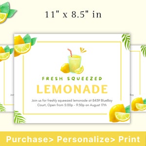 Lemonade Stand Sign | Editable Sign, Lemonade Sign, Summer Sign ...