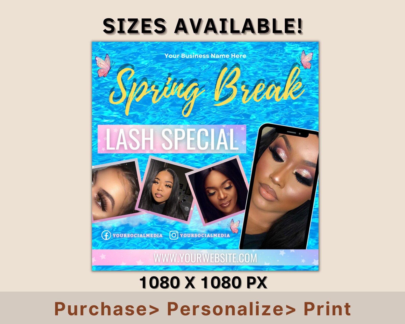 Spring Flyer, Spring Break Flyer, Beauty Flyer, Spring Break Lash Deals ...