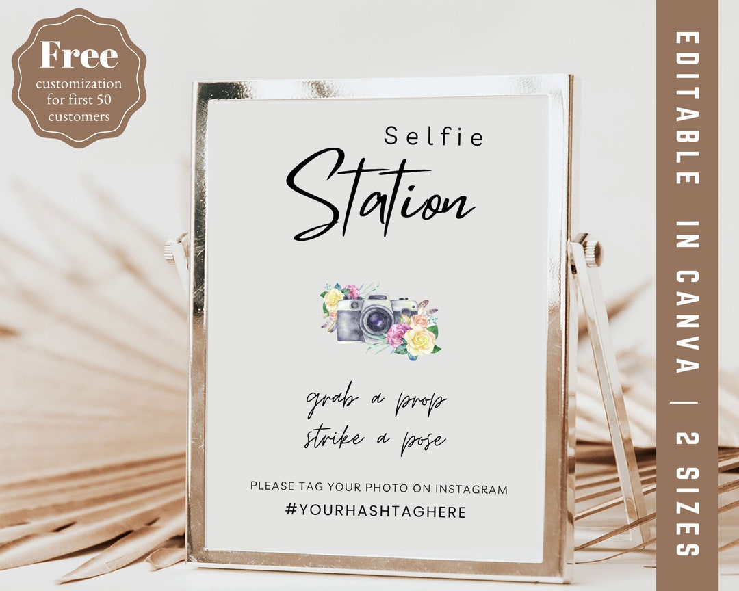 Station Selfie Sign Template, Wedding Sign, Selfie Station Sign ...