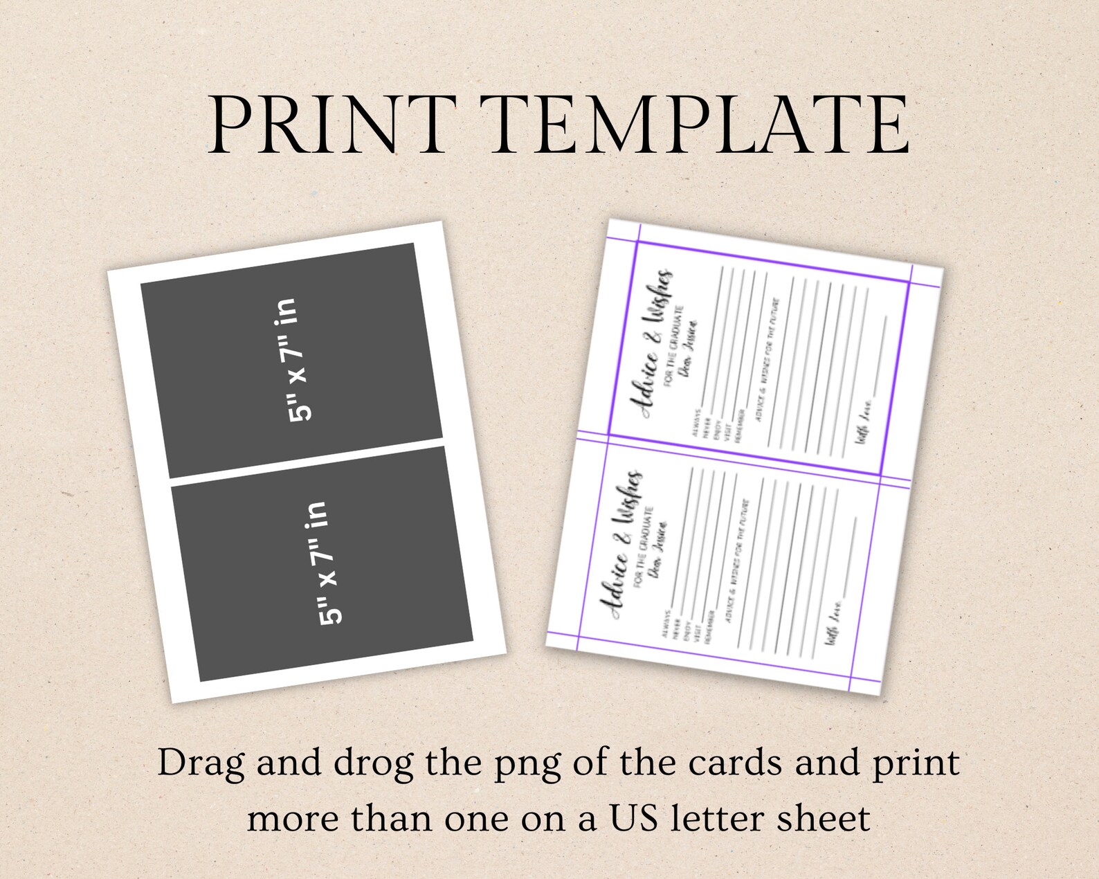 Graduation Advice & Wishes, Printable, Editable Graduation Advice Cards ...