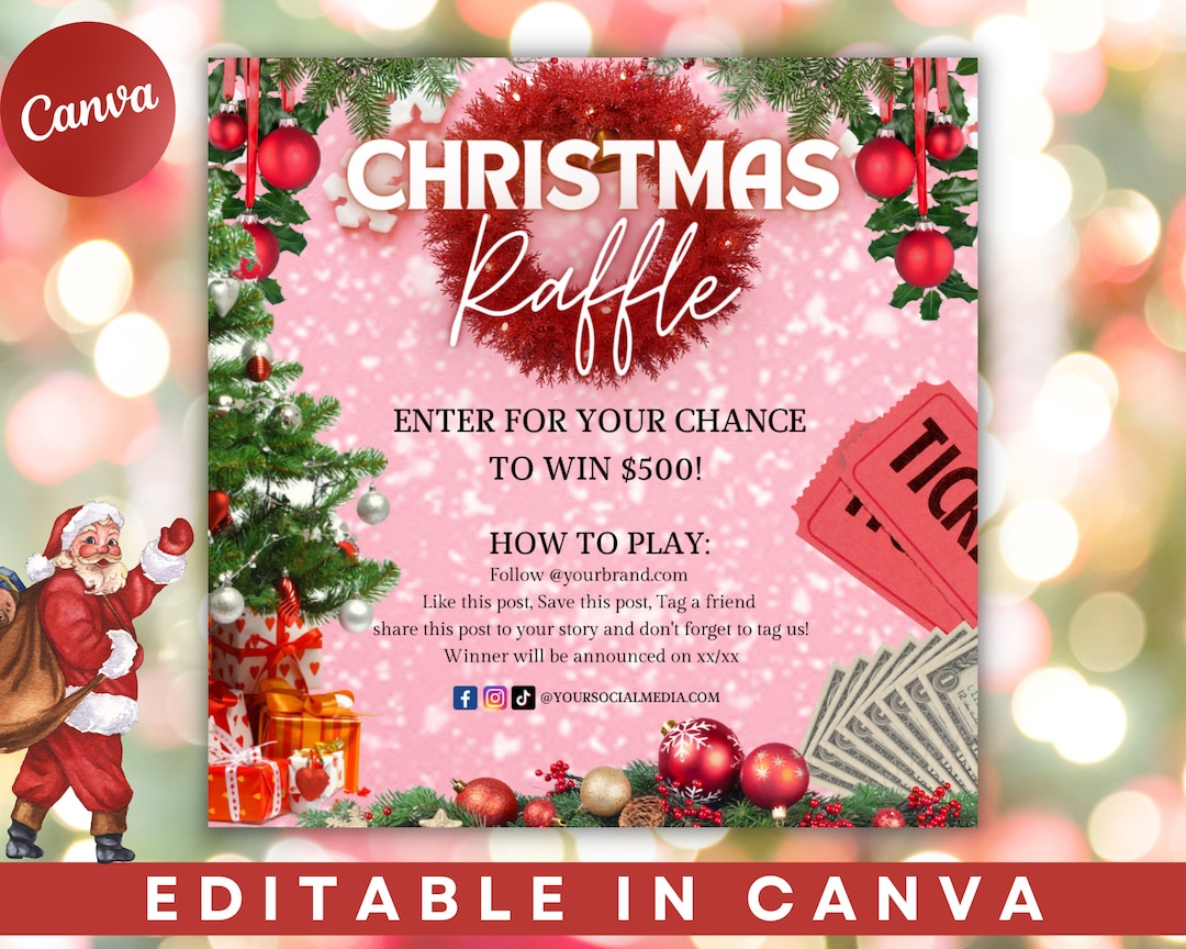 Editable Christmas Raffle Flyer, Contest Flyer, Holiday Flyer, Giveaway ...