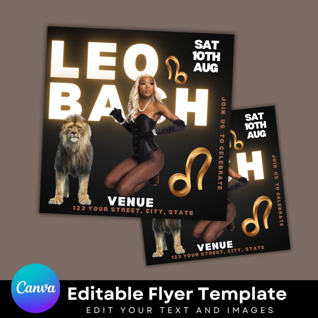 Animated Motion Leo Birthday Flyer, Birthday Template, Birthday Girl,celebration Flyer, Birthday ...