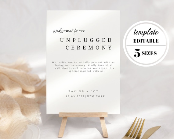 Unplugged Wedding Ceremony Template Unplugged Ceremony - Etsy