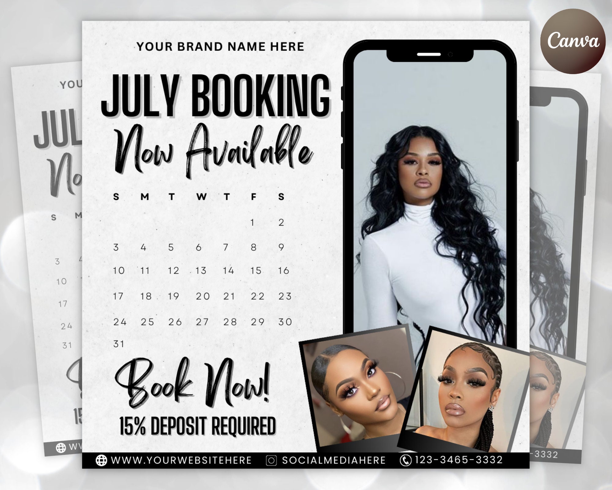 July Booking Flyer, Appointent Available Flyer, DIY Summer Flyer ...