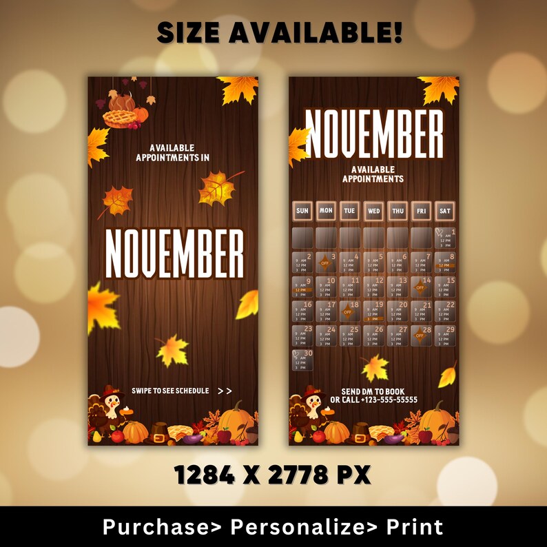November Availability Calendar, Instagram Story Calendar, Halloween ...