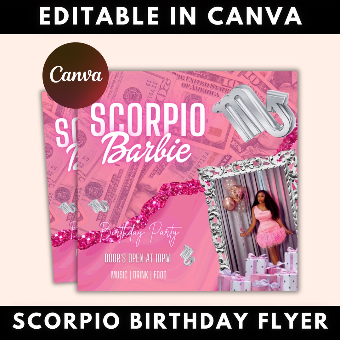Editable Scorpio Birthday Flyer, Scorpio Invitation, Scorpio Flyer ...