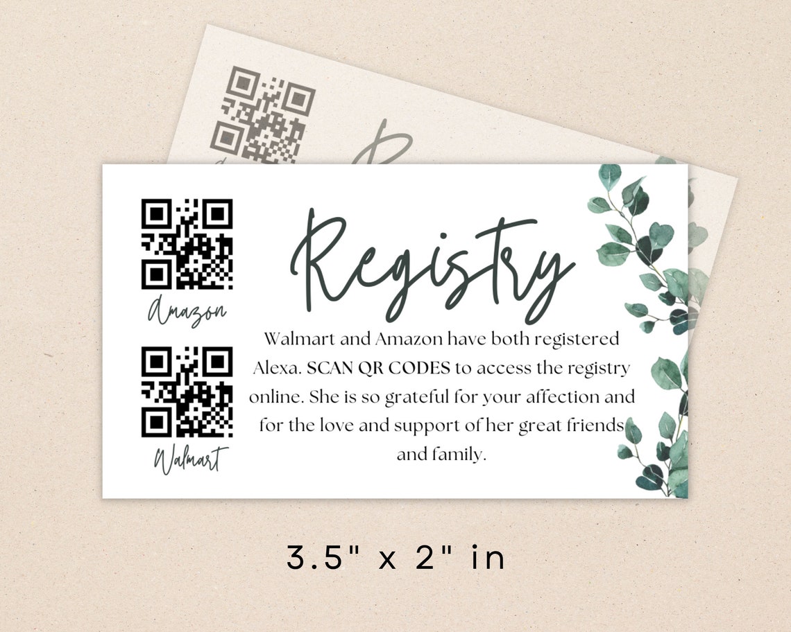 Baby Shower Registry Card With QR Codes for Your Online Registry ...