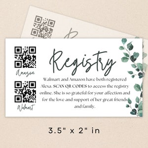 Baby Shower Registry Card With QR Codes for Your Online Registry ...