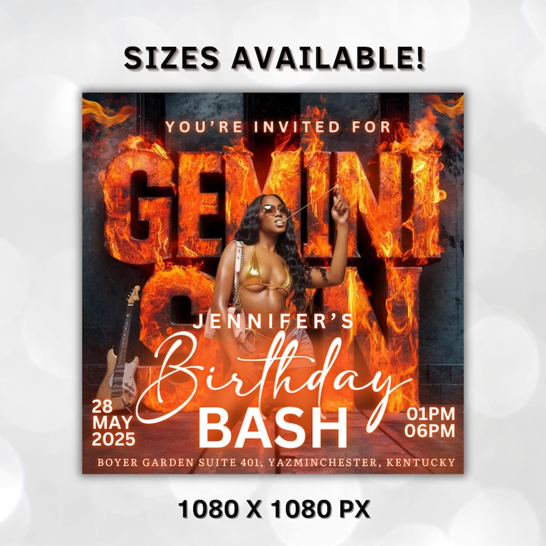 Gemini Editable Birthday Flyer, Gemini Flyer Canva Template, Birthday ...