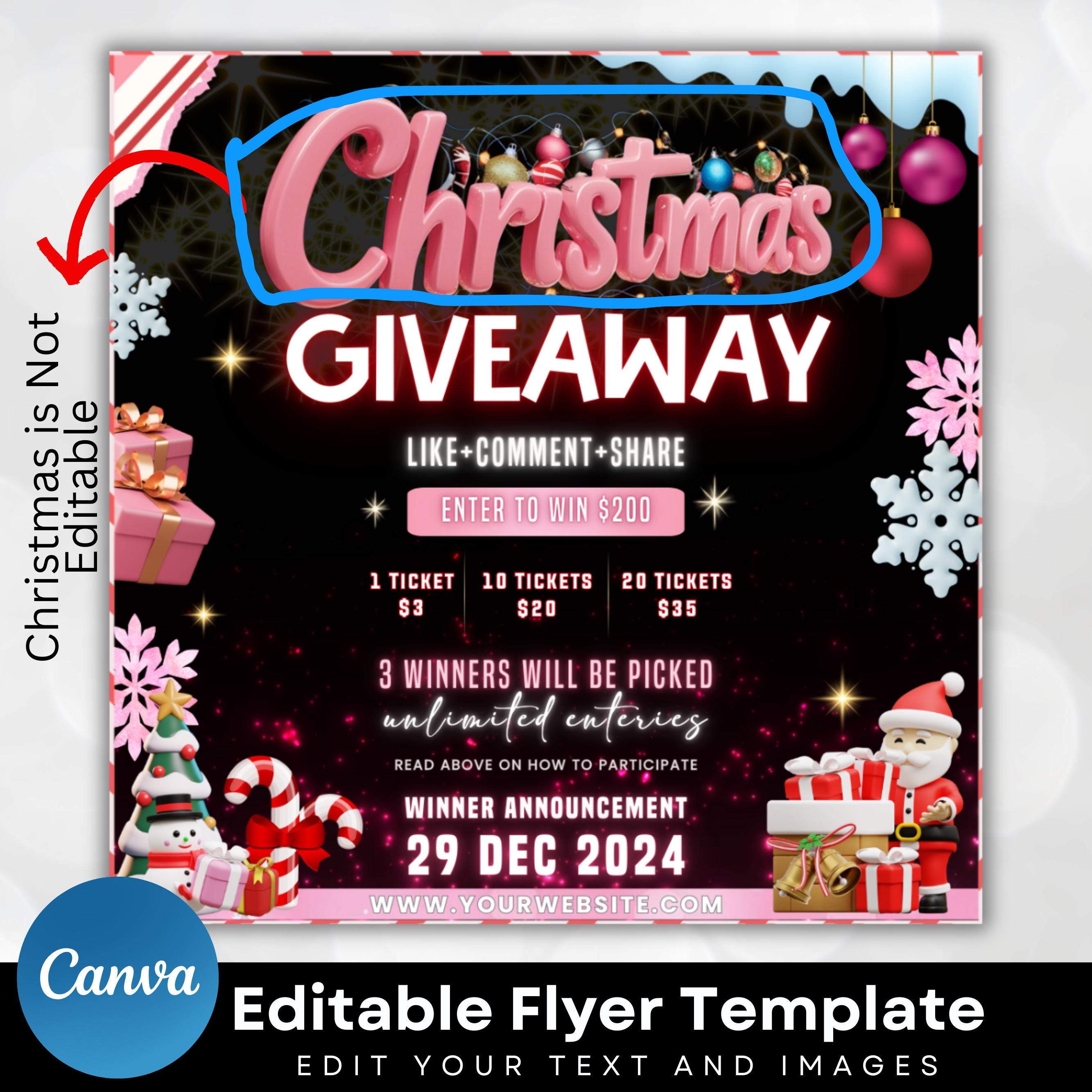 Christmas Raffle Flyer, Christmas Flyer, DIY Flyer Design Template ...