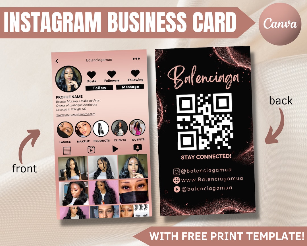 Instagram Business Card 2023, DIY Canva Business Card Template Design ...