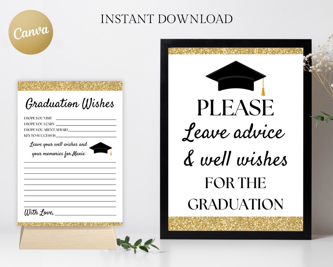 Graduation Advice Cards and Sign, Printable & Editable Graduation ...
