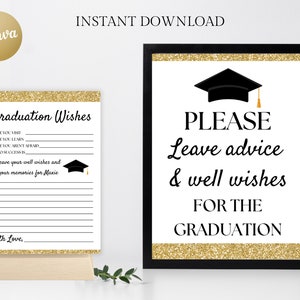 Graduation Advice Cards and Sign, Printable & Editable Graduation ...
