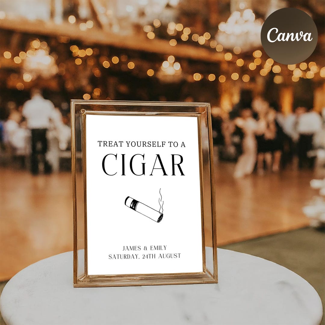 Wedding Cigar Bar Sign Template, Minimalist Cigar Table Signs, Cigar ...
