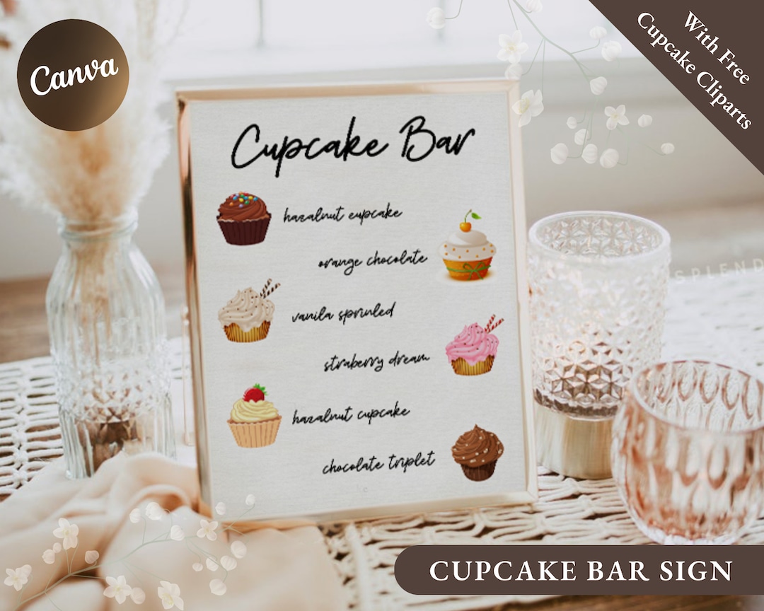 Cupcake Bar Sign, Cupcake Bar Sign Template, Wedding Signage ...