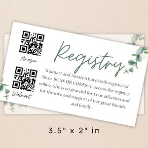 Baby Shower Registry Card With QR Codes for Your Online Registry ...