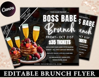 Brunch Flyer DIY Brunch Invitation Birthday Brunch Boss Babe Brunch ...