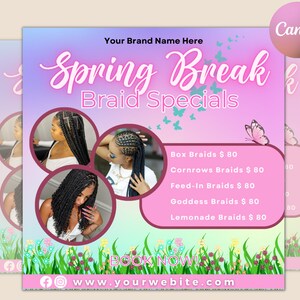 Spring Flyer, Braids Flyer, Braid Special Flyer, Knotless Braids Flyer ...