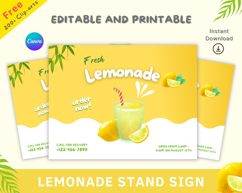 Custom Lemonade Sign Drinks Sign Custom Lemonade Canva - Etsy