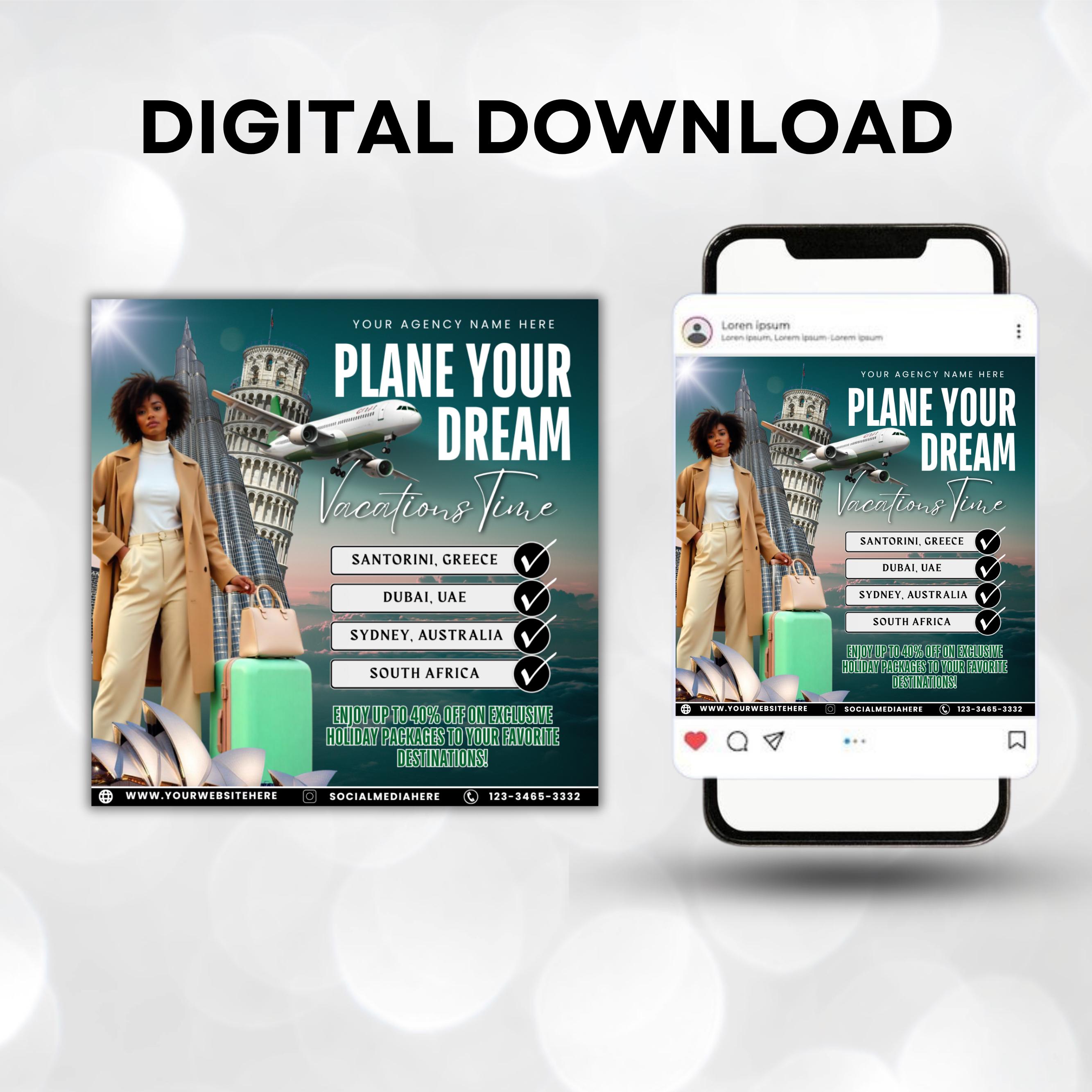 Travel Agent Flyer, DIY E-flyer Template, Travel Flyer, Vacation Flyer ...