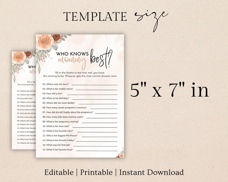 Who Knows Mommy Best Baby Shower Games, Mommy Questionaire Game, How ...