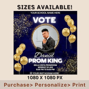 Vote Homecoming KING , Social Media Flyer, Class Campaign Flyer, High ...